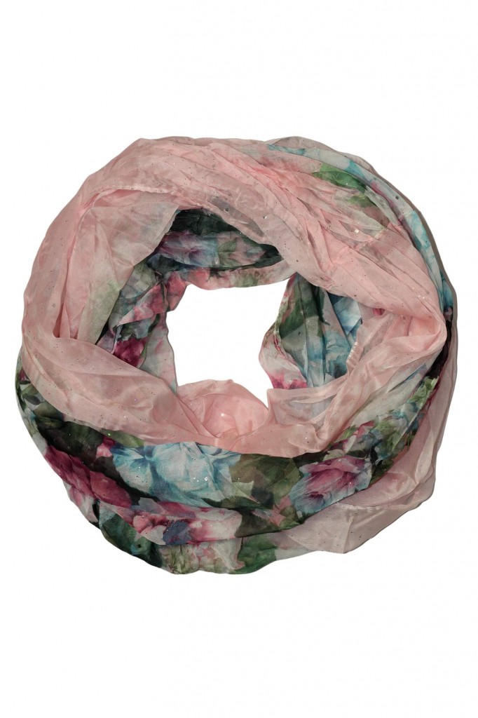 Květinová šála do kruhu - Dotek jara se třpytkami